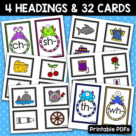 Digraph Sort Beginning Digraphs Digraph Sorting Cards Etsy