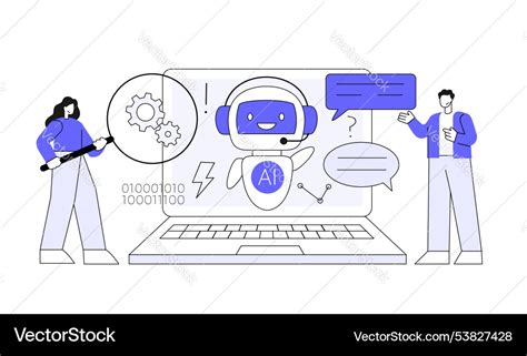 Chatbot Robot Concept Man And Woman Talk About Vector Image