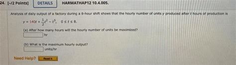 solved analysis of dally output of a factory during a 8 hour