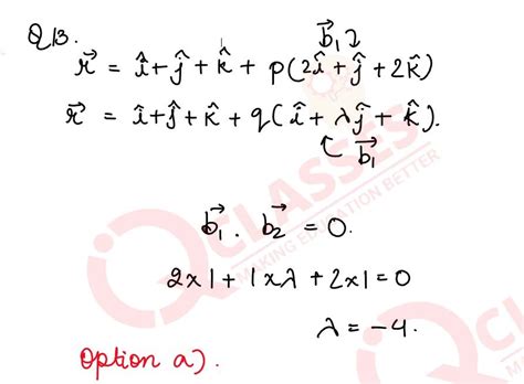 the value of lambda for which the angle between the lines