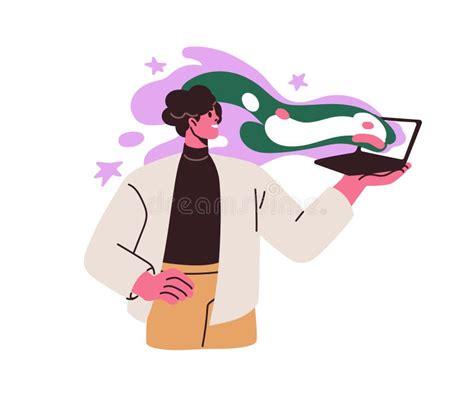 Creativity And Technology Concept Generating Creative Ideas Digital Art On Laptop Stock Vector