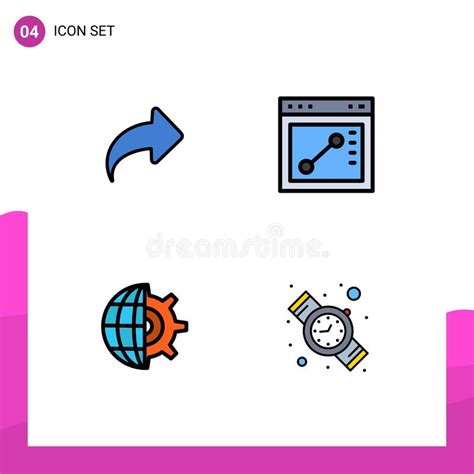 Filledline Flat Color Pack Of 4 Universal Symbols Of Arrow Setting Forward Website Digital