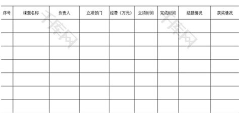 研究课题及成果一览表Excel模板 免费excel表格模板下载 千库网