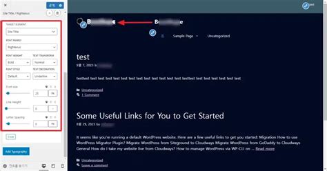 워드프레스 Generatepress 테마 글꼴 설정5단계