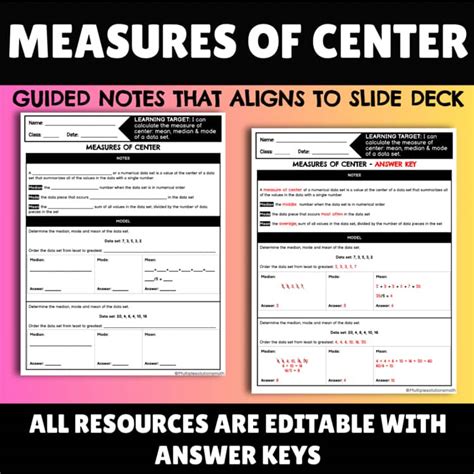 Calculating Measures Of Center Lesson No Prep Slides Guided Notes Hw