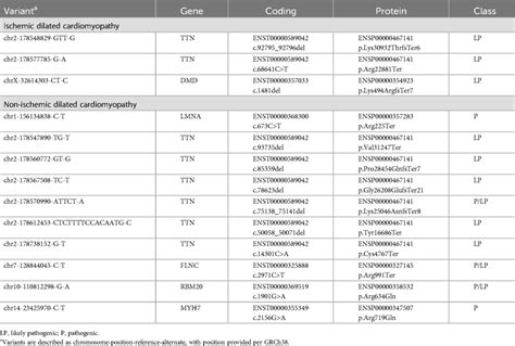 Frontiers Similar Burden Of Rare Genetic Variants In Ischemic And Non Ischemic Dilated