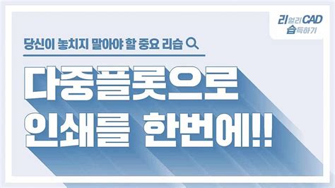 캐드 리습 다중 플롯으로 여러 파일 한번에 출력하기 3rd Party 네이버 Tv