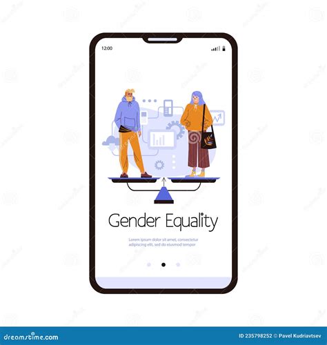 Gender Equality Onboarding Screen For Mobile App Flat Vector