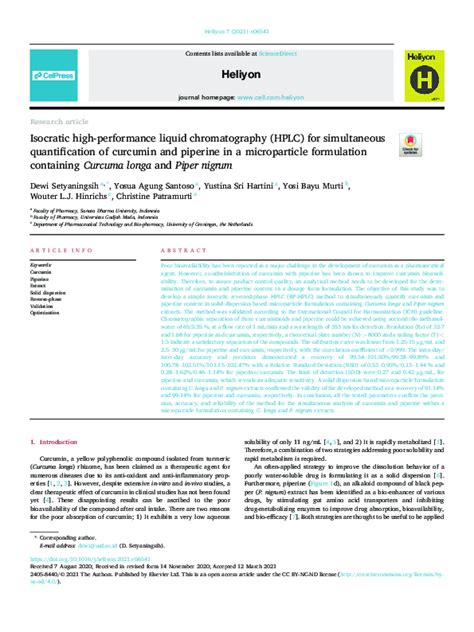 Pdf Isocratic High Performance Liquid Chromatography Hplc For Simultaneous Quantification Of