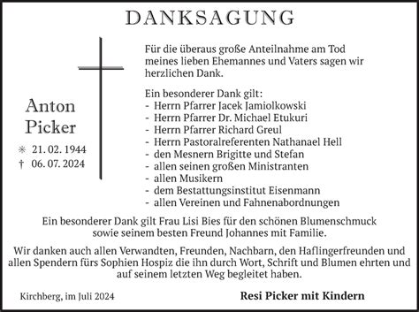 Traueranzeigen Von Anton Picker Trauermerkurde