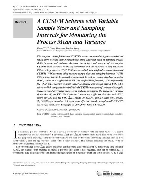 pdf a cusum scheme with variable sample sizes and sampling intervals