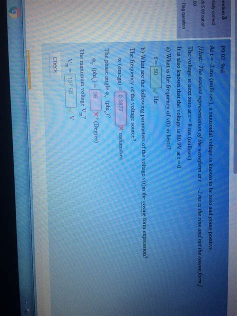 solved at t 2 ms milli sec a sinusoidal voltage is