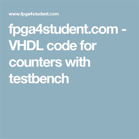 Vhdl Code For Counters With Testbench Coding Counter