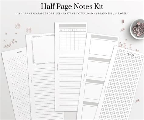 Half Page Notes Kit Lined Notes Dot Grid Notes Square Grid Etsy