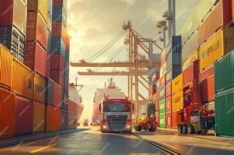 An Expansive Ship Port Is Abuzz With Activity Where A Robust Container Ai Photo Premium Ai
