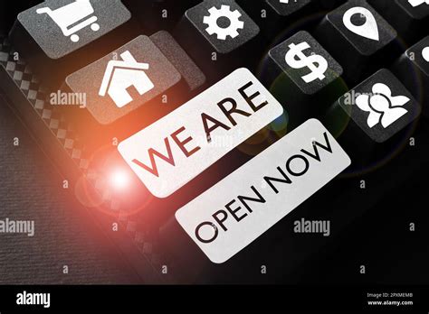 Hand Writing Sign We Are Open Now Concept Meaning No Enclosing Or