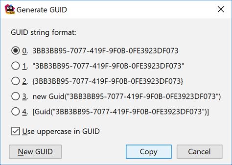 Generating A Guid In Rider Colored Parameter Info Custom Runtime