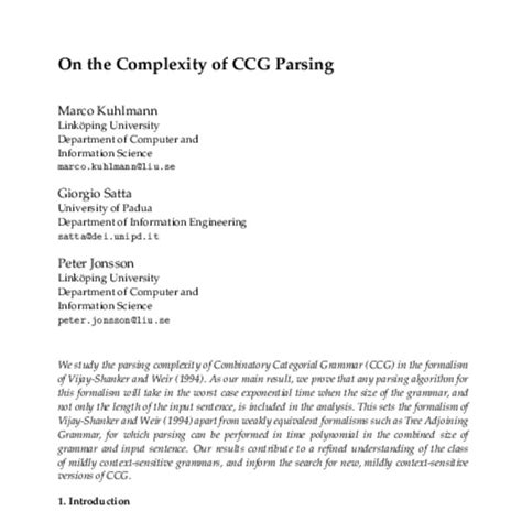 On The Complexity Of Ccg Parsing Acl Anthology