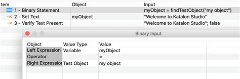 Binary Statements Katalon Docs