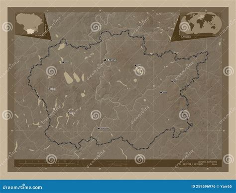 Alytaus Lithuania Sepia Labelled Points Of Cities Stock Illustration Illustration Of Atlas
