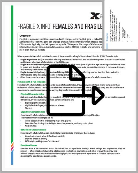 Females And Fragile X Full Mutation And Premutation Info Series