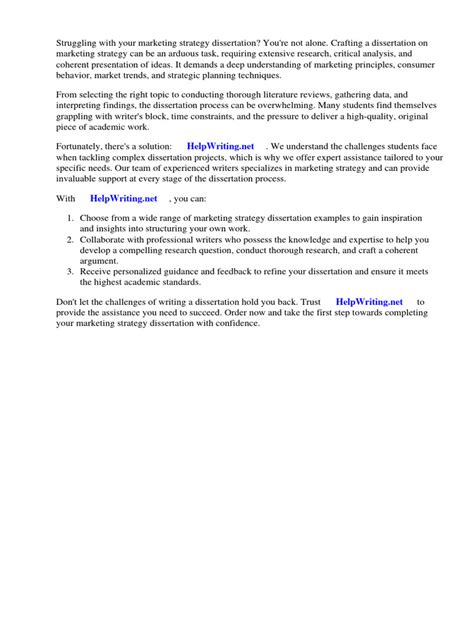 Marketing Strategy Dissertation Examples Pdf Marketing Marketing