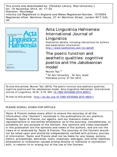 Poetic Function And Aesthetics In Jakobson Pdf