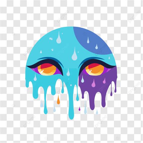 보라색과 파란색 눈이 뚝뚝 떨어지는 캐릭터 벡터 흰색 배경에 우는 단순한 다채로운 아이콘 그림자 없음 작은 프레임 중앙 Png 일러스트 및 벡터 에 대한 무료