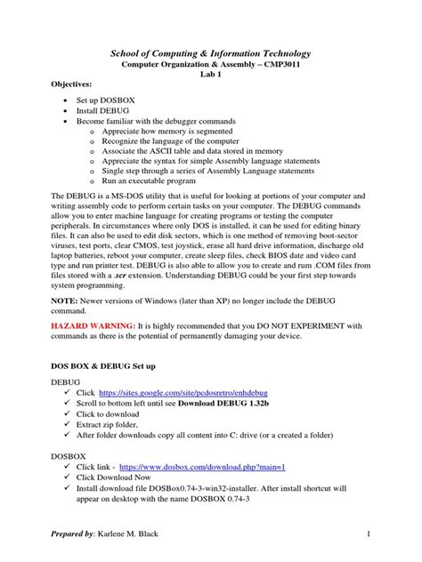 Cmp3011 Lab 1 Setup Pdf Computer File Programming
