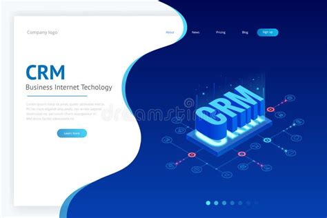Isometric Crm Web Banner Customer Relationship Management Concept Stock Vector Illustration