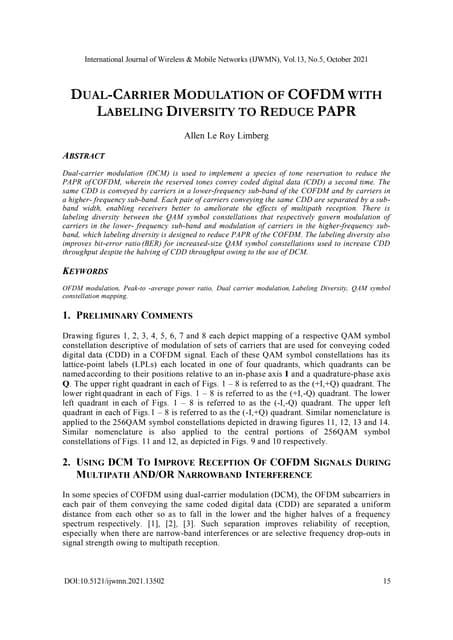 Dual Carrier Modulation Of Cofdm With Labeling Diversity To Reduce Papr