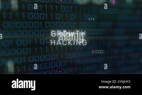 Binary Code And Growth Hacking Text Animation Over Digital Background