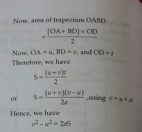 6 derive the iii equation of motion v2 u2 2as