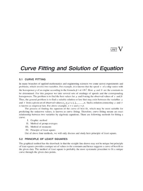 Curve Fitting And Solution Of Equation Pdf