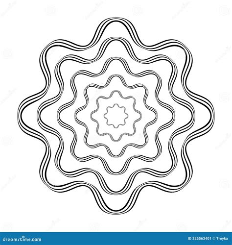 Radial Wavy Lines Circle Floral Pattern Stock Illustration Illustration Of Coloring Flower