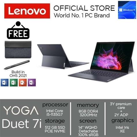 Jual Lenovo Yoga Duet 7 I5 1135g7 512gb Ssd 8gb Iris Xe Win11 Ohs Stone Blue Di Seller Lenovo