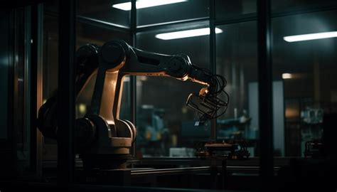 Ai Generated Futuristic Robotic Arm Working In Automated Metal Industry