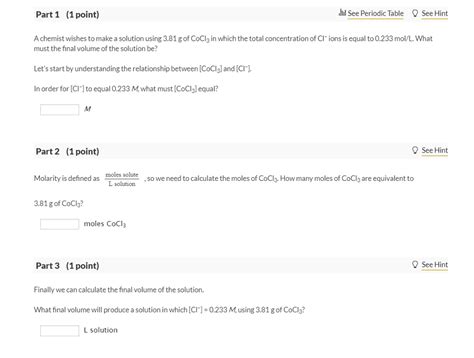 solved part 1 1 point 11 see periodic table see hint a