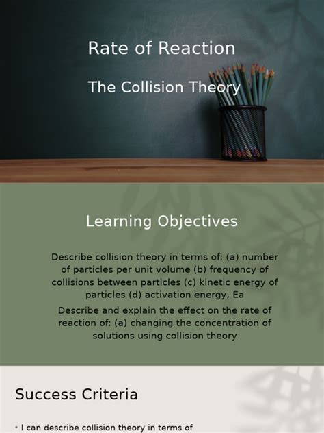 Rate Of Reaction Collision Theory Pdf Reaction Rate Chemical Kinetics