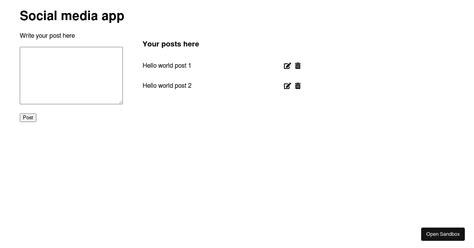 Social Media App Codesandbox