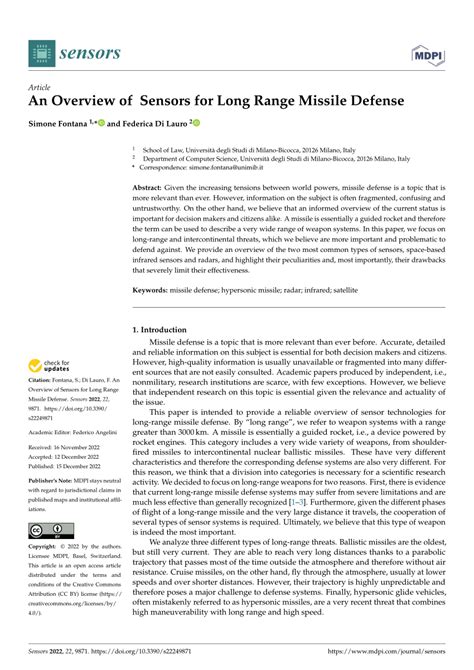 Pdf An Overview Of Sensors For Long Range Missile Defense