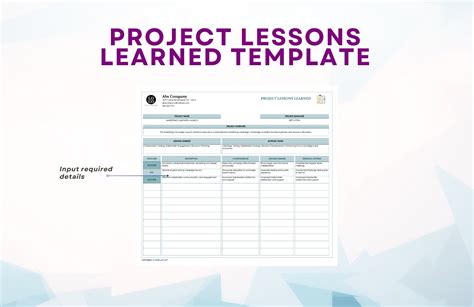 Project Lessons Learned Template in Google Sheets, Excel - Download | Template.net