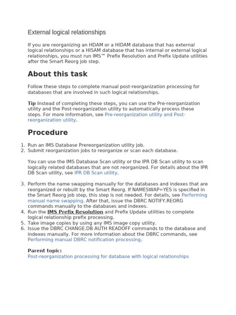 reorg database with external logical relationships pdf database
