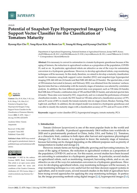 pdf potential of snapshot type hyperspectral imagery using support