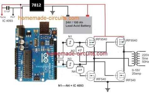 Arduino Full Bridge H Bridge Sinewave Inverter Circuit