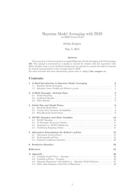 Pdf Bayesian Model Averaging With Bms The Model Averaging With