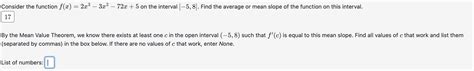 Solved Consider The Function F X 2x3−3x2−72x 5 On The