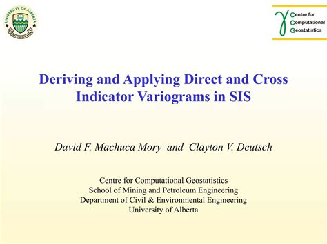 Deriving And Applying Direct And Cross Indicator Variograms In Sis 2006 Pdf Physics Science