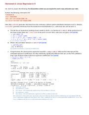Homework Linear Regression In R V Docx Homework Linear Regression In R Q Use R To