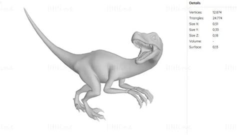 Velociraptor Dinosaur Sculpture 3d Print Model Stl